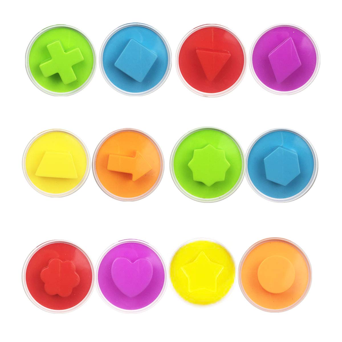 JoFAN 12 Pack Color Shape Matching Eggs Easter Eggs STEM Toys for Kids Boys Girls Toddlers Easter Basket Stuffers Gifts
