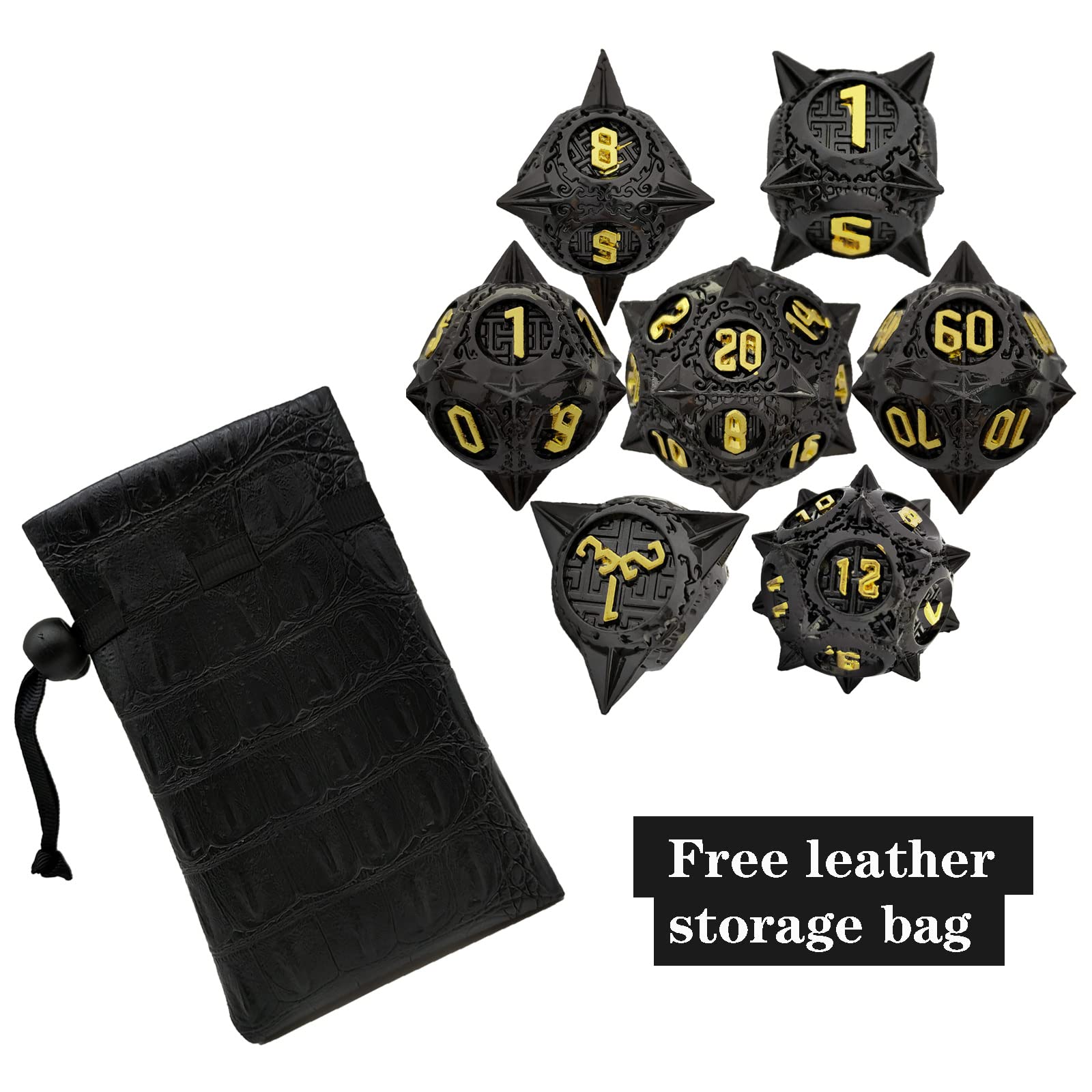 Metal Dice Set Round Polyhedral Rpg Dice 7 Large Dice Accessories Character Dressing Dice Game D&D Mtg Warhammer Pathfinder D4 D6 D8 D10 D10% D12 D20 Set Dice Pack Copper