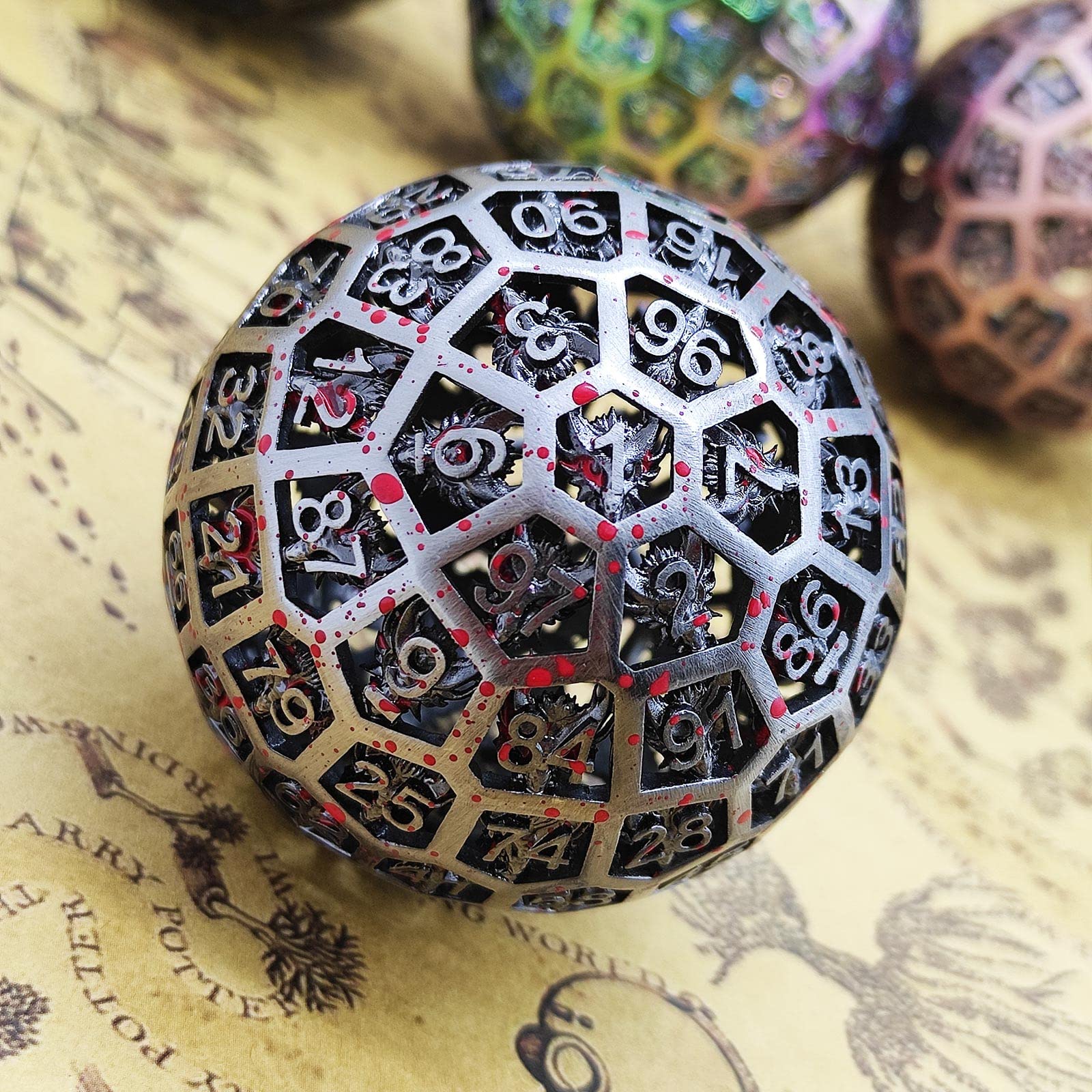 Metal DND D100 Dice Hollow D&D Dungeons and Dragons Gifts RPG Polyhedron 100 Sided Big Giant Dice Set MTG Pathfinder Warhammer D and D Card Table Games Accessories - Colorful