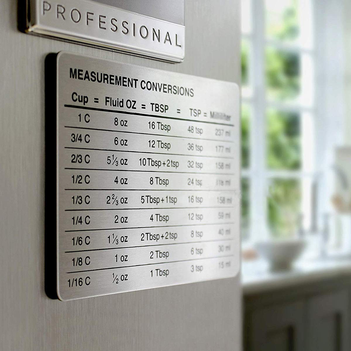Magnetic Kitchen Conversion Chart Endurance Stainless Steel Refrigerator Magnet Magnetic Kitchen Measurement Conversion Chart for Cups Tablespoons Teaspoons Fluid Oz Milliliters