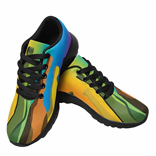 InterestPrint Rainbow Bottles Women's Athletic Breathable Sneakers Running Sports Shoes
