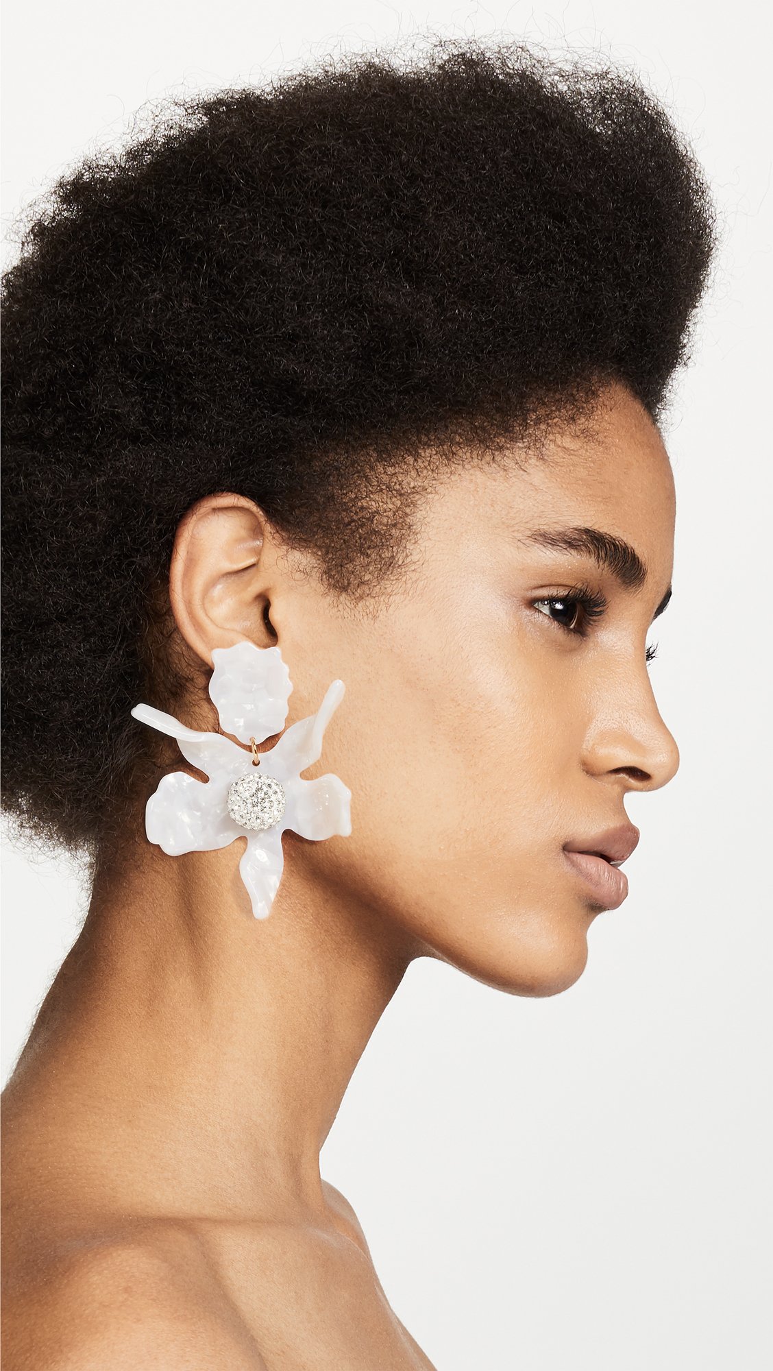 Lele Sadoughi Women's Crystal Lily Earrings, Mother of Pearl, Off White, White, One Size