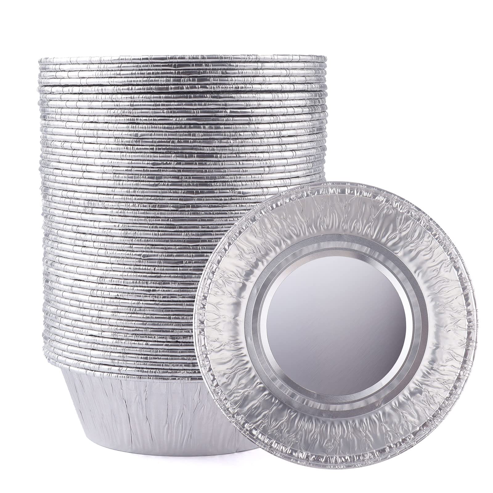 LOYUDEQIU 4 Inch Aluminum Foil Mini Pie Pans 50Pcs - Disposable Small Mini Pie Tins Pot Pie Tins For Bakeries, Cafes, Restaurants - Durable Mini Tart Pans for Pie, Fruit Tarts, Quiche (50, 4 Inch)