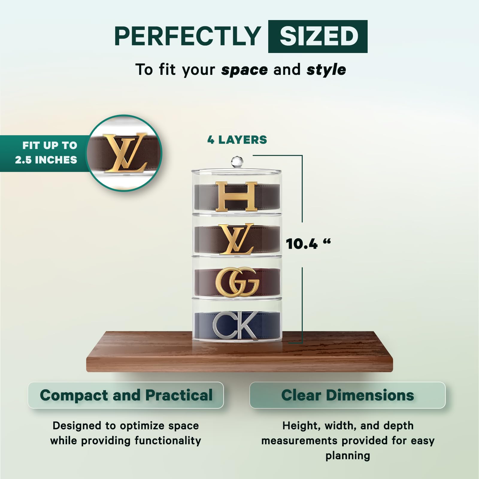 STUDIOMYO Acrylic 5-Layer Organizer & Display Case for Belts, Jewelry, Kitchen, and Closet Accessories - Transparent Storage for Watches, Rings, and Cosmetics