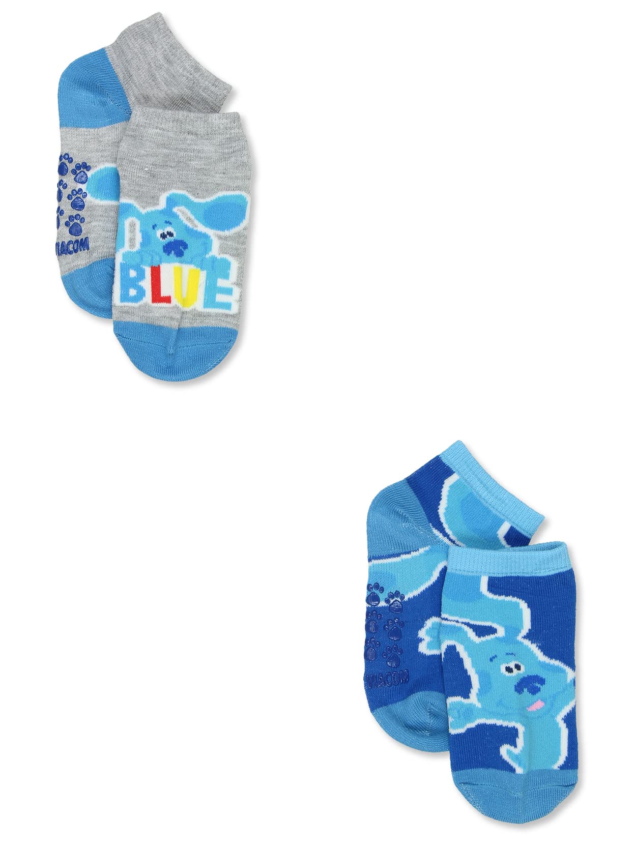 Nickelodeon Blue’s Clues & You Boy’s Toddler 6 Pack Quarter Gripper Socks (Small (4-6), Grey)