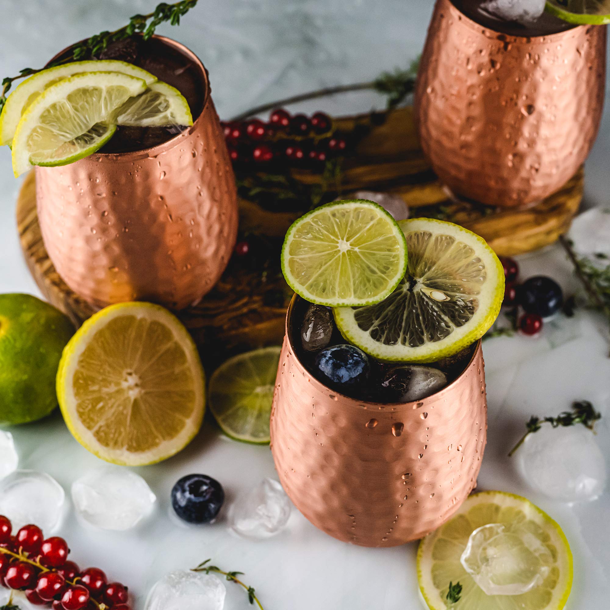 Kosdeg Copper Cups - 16 Oz set of 4 - A Unique Way To Enjoy Wine - The Perfect Pure Copper Tumbler for Water - Copper Drinking Cups Better Than Glasses or Plastic - Moscow Mule Copper Cup For Drinking
