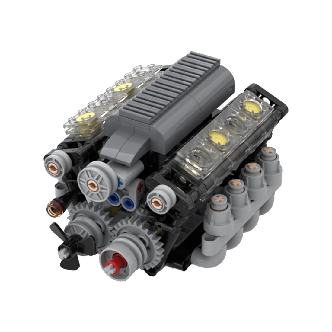 HMNY MOC Engine Building Kit, V8 Engine with Gearbox, Educational Engineering & Science Kit, Compatible with Lego (568PCS)