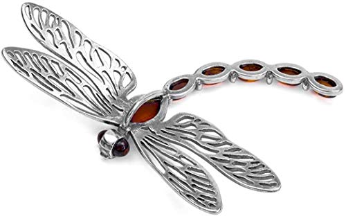 Ian and Valeri Co. Amber Sterling Silver Dragonfly Pendant