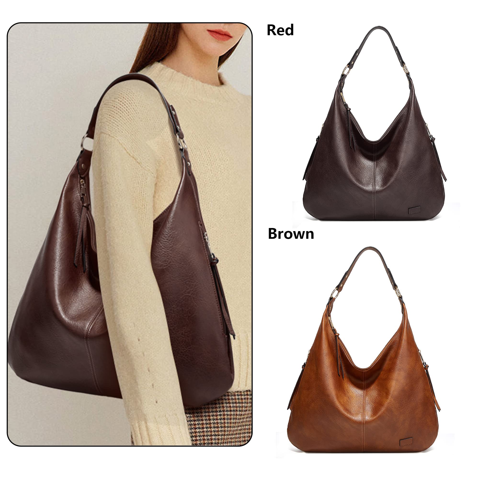 KKP Hobo Purses Shoulder Handbags for Women -Large Soft PU Leather Tote Bag
