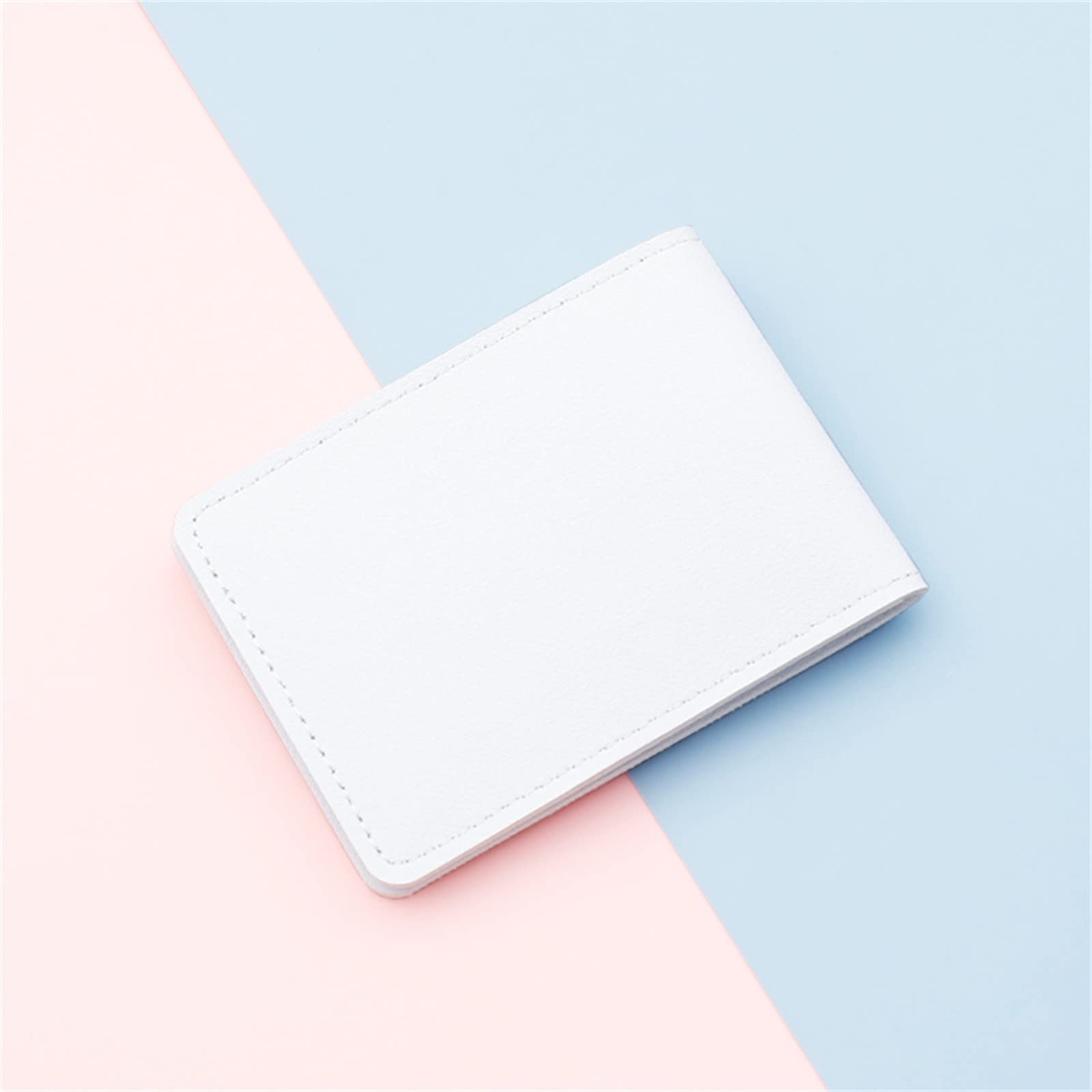 MOLayys plus Leather Case Wallet Fashion Coin ID Short Wallet Solid Color Open Purse Card Slots Men's Slim (White, One Size)