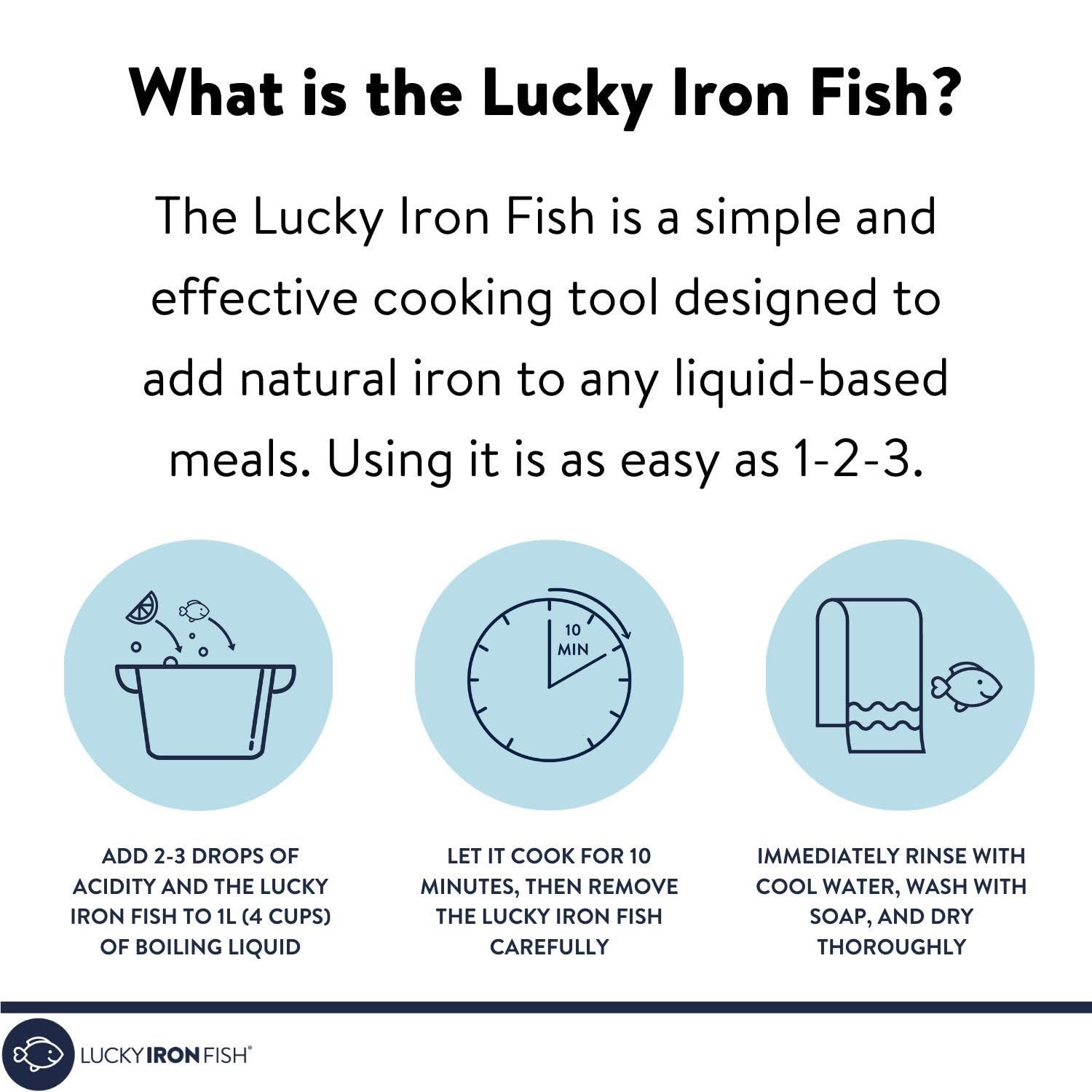 Lucky Iron Fish β A Natural Source of Iron - The Original Cooking Tool to Add Iron to Liquid-Based Meals, Reduce Iron Deficiency Risks - an Iron Supplement Alternative, Ideal for Menstruators & Vegans