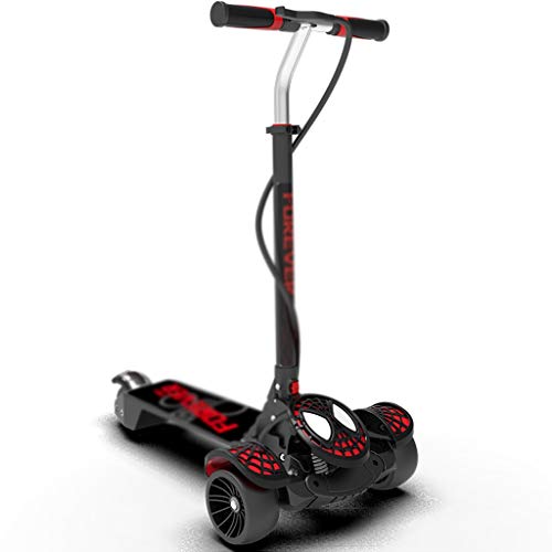 Jiji Kick Scooters Folding Kick Scooter for Kids for Boys Girls 3-12 Flashing Glider Push Scooter with Height Adjustable and Foldable Handlebar Ultra Light Foldable (Color : Red)