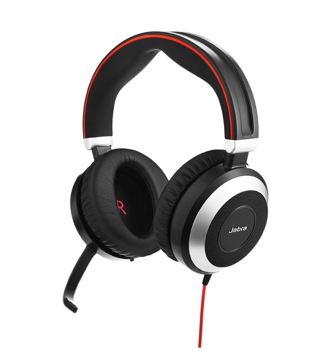 Jabra Evolve 80 - Professional Stereo Noise Cancelling Wired Headset/Music Headphones - UC (Renewed)