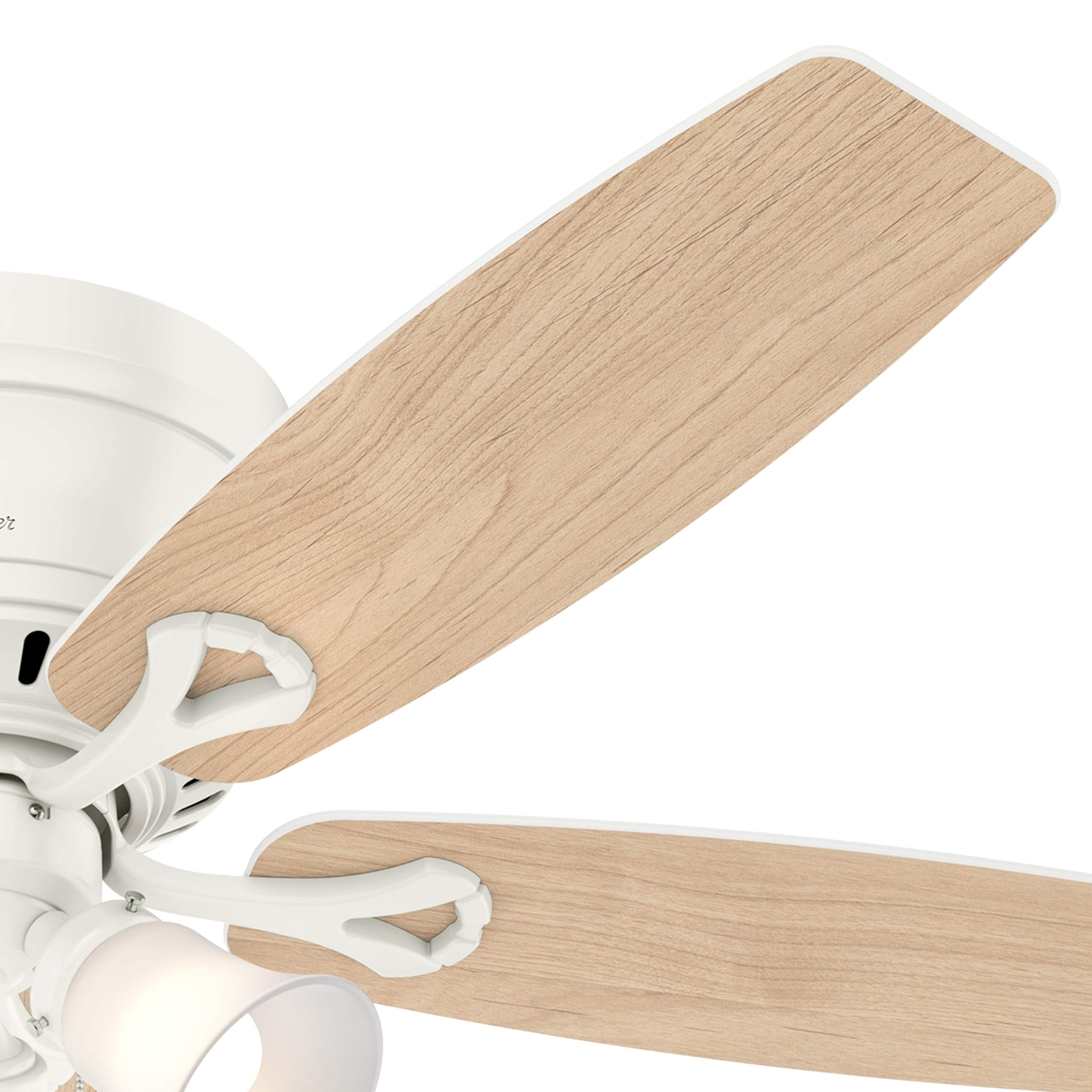 Hunter Fan 52 inch Low Profile Fresh White Indoor Ceiling Fan with Light Kit and Pull Chain (Renewed)