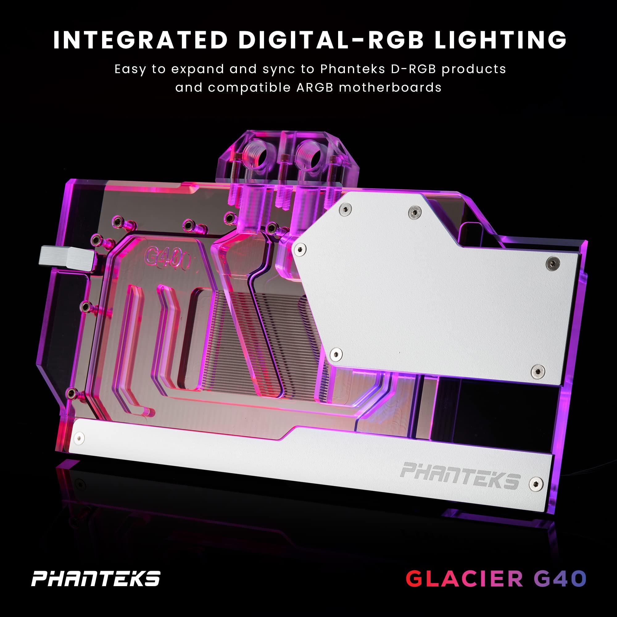 Phanteks (PH-GB4090MS_MW01_BP) Glacier G4090 MSI Water Block Bundle for MSI SUPRIM (X) / Gaming (X) Trio RTX 4090, Nickel-Plated Copper Block, Acrylic, Aluminum Cover Plate, Digital-RGB, White