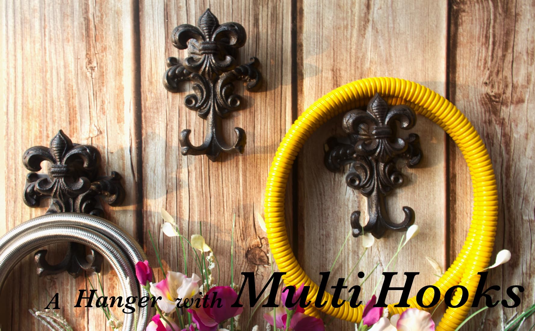 Stelalloy Decorative Wall Hook - Cast Iron Hooks - Black Coat Hooks Towel Hooks for Bathroom Hat Holder Purse Hook - Rustic Coat Hooks Wrought Iron Hooks - Garden Hooks - Pool Hooks