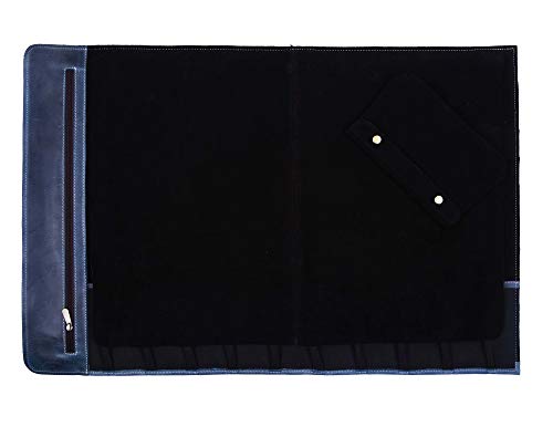 Leather Knife Roll Storage Bag, Elastic and Expandable 10 Pockets, Adjustable/Detachable Shoulder Strap, Travel-Friendly Chef Knife Case By Aaron Leather Goods