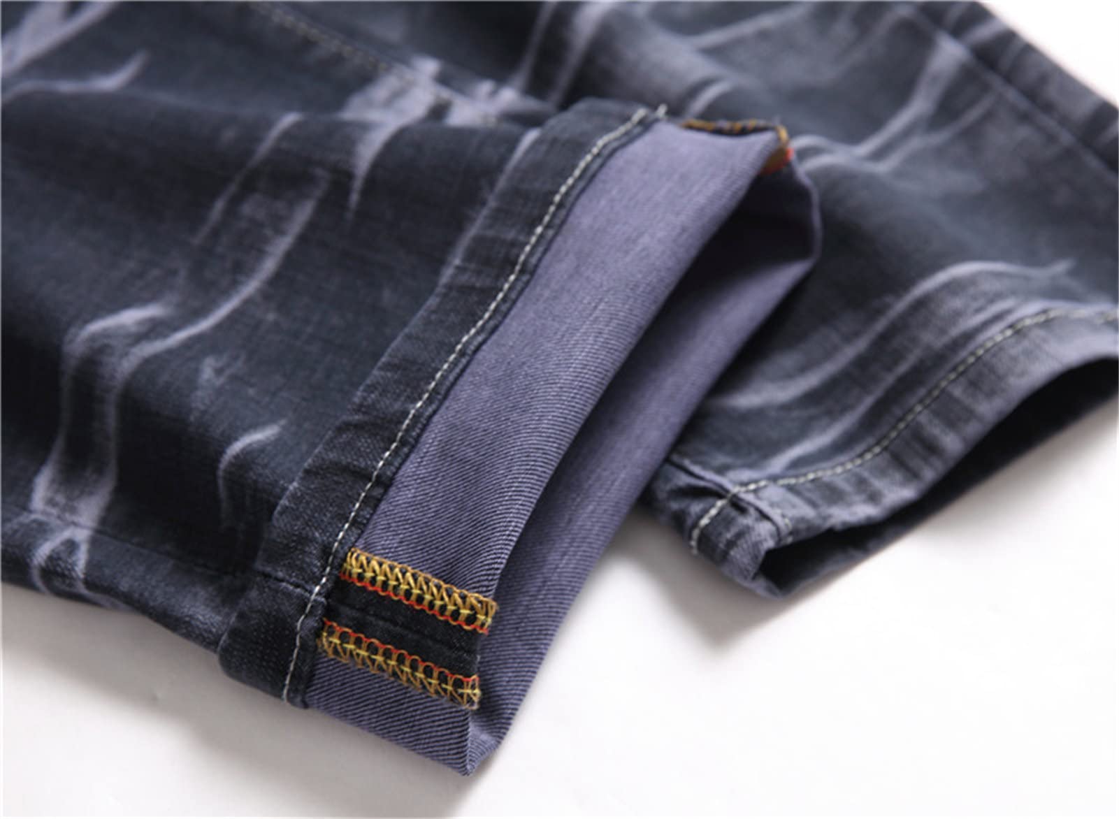 Men's Stylish Tied Dyed Jeans Ripped Stretch Printed Slim Fit Denim Pants Casual Straight Washed Distressed Jean (Purple,36)