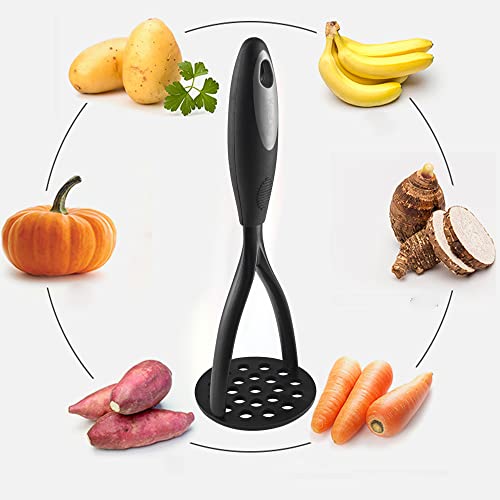 KSENDALO Multifunctional Kitchen Cooking Tool β Potato Masher, Avocado Masher, Bean Masher - Nonstick Degradable Nylon Blade with Comfortable Rubber Wrapped Handle, Degradable Nylon Blade, Black