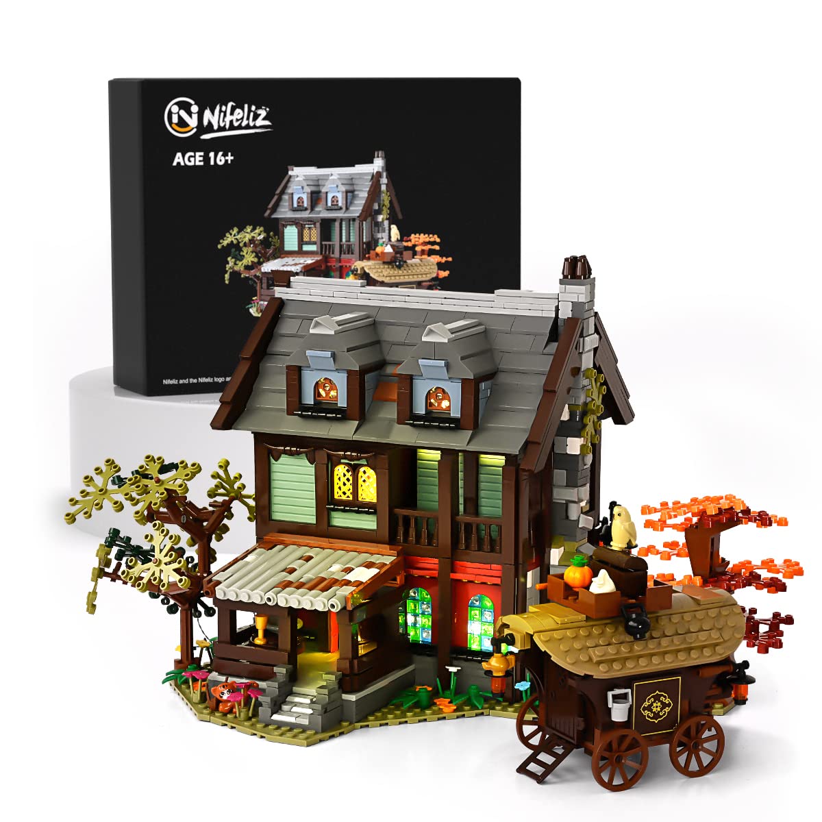 Nifeliz Medieval Hotel, Quaint House Building Set Surrounded by Flowers, MOC Construction Model Toy for Adult Gift Giving (2,710 Pieces)