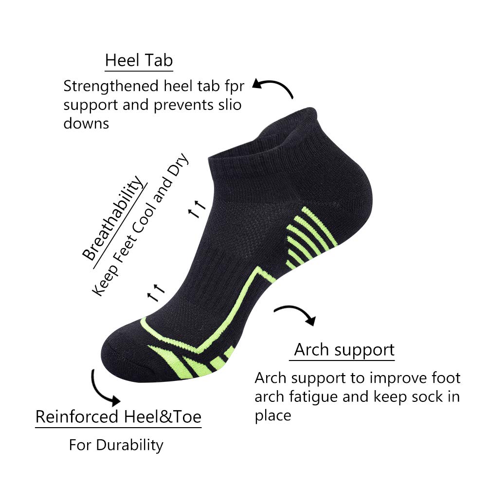 JOYNÉE Mens Ankle Athletic Low Cut Socks for Men Sports Running Cushion 6 Pack,Deep Grey,Sock Size 10-13