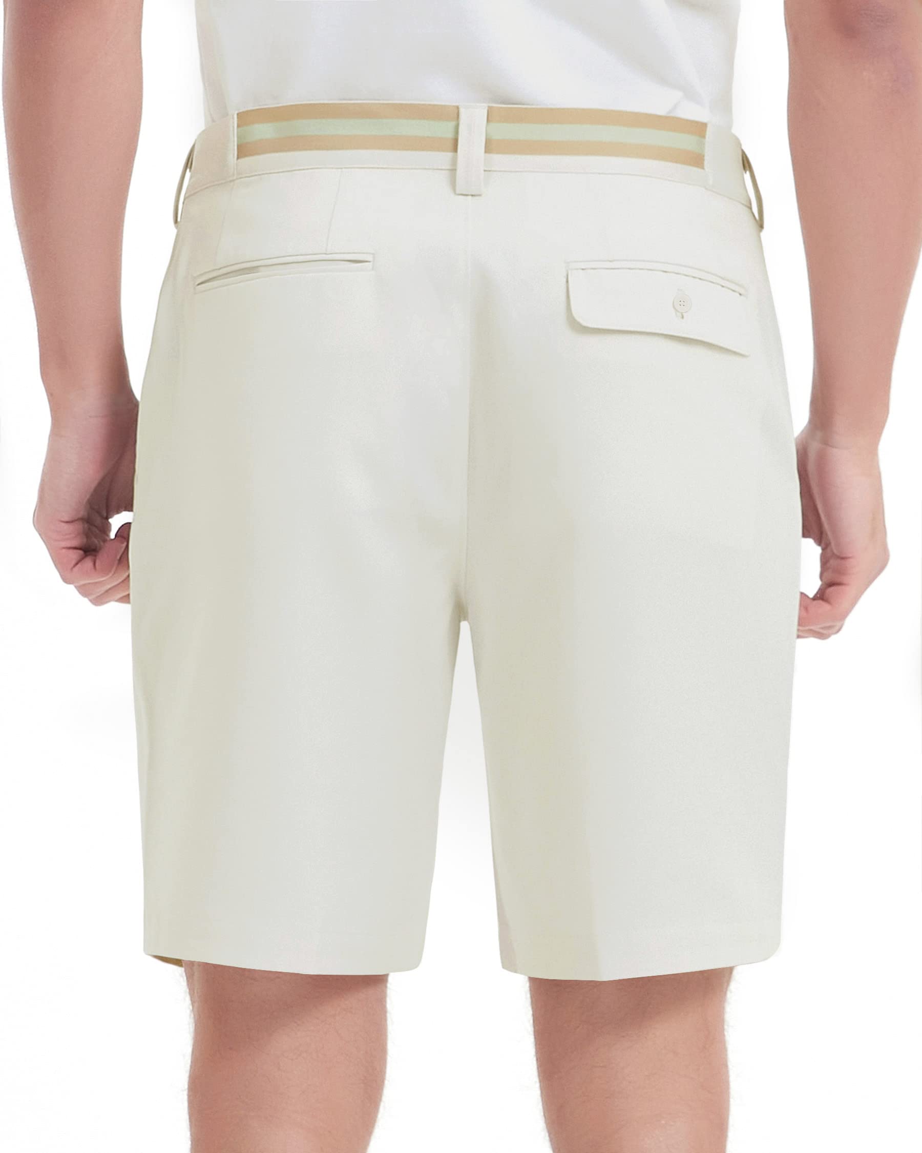 Lesmart Mens Golf Shorts Stretch Bermuda Quick Dry Elastic Waist Relaxed Fit Shorts with Pockets White Sand 44