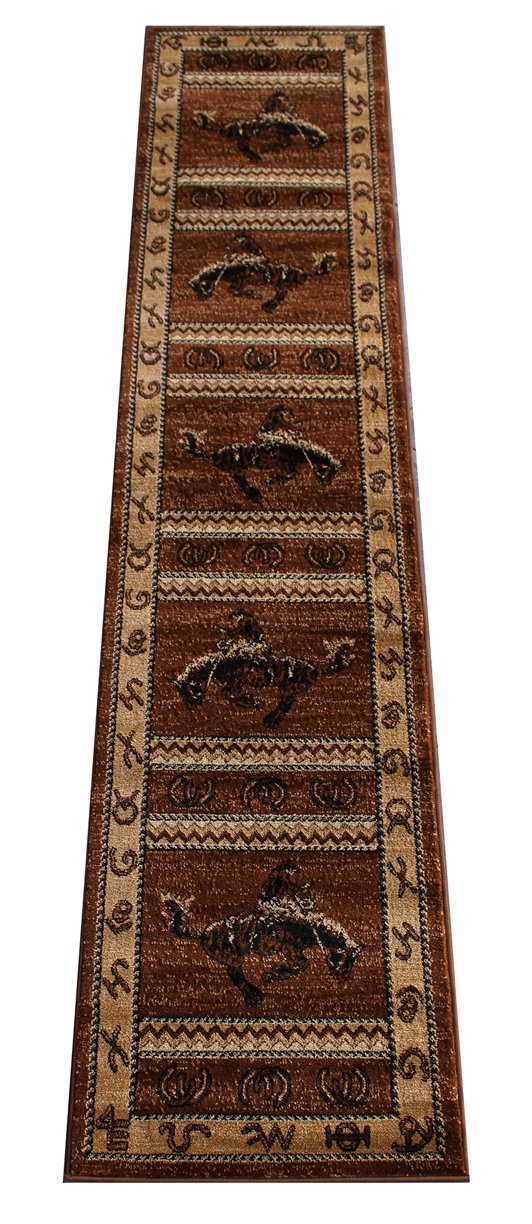 Western Area Rug Design 370 Lodge Brown (2 Feet 4 Inch X 10 Feet 9 Inch) Runner