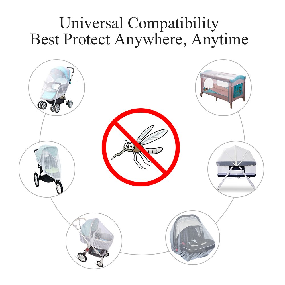 Jolik(2 Pack) Mosquito Net for Stroller Carriers Car Seats Cradles, Universal Size, High-Density Stroller Mosquito Net…
