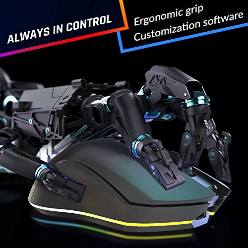 KLIM Blaze Pro Rechargeable Wireless Gaming Mouse with Charging Dock RGB - New Version 2024 - High-Precision Sensor and Long-Lasting Battery - Up to 6000 DPI - Great PC Gaming Mouse Wireless