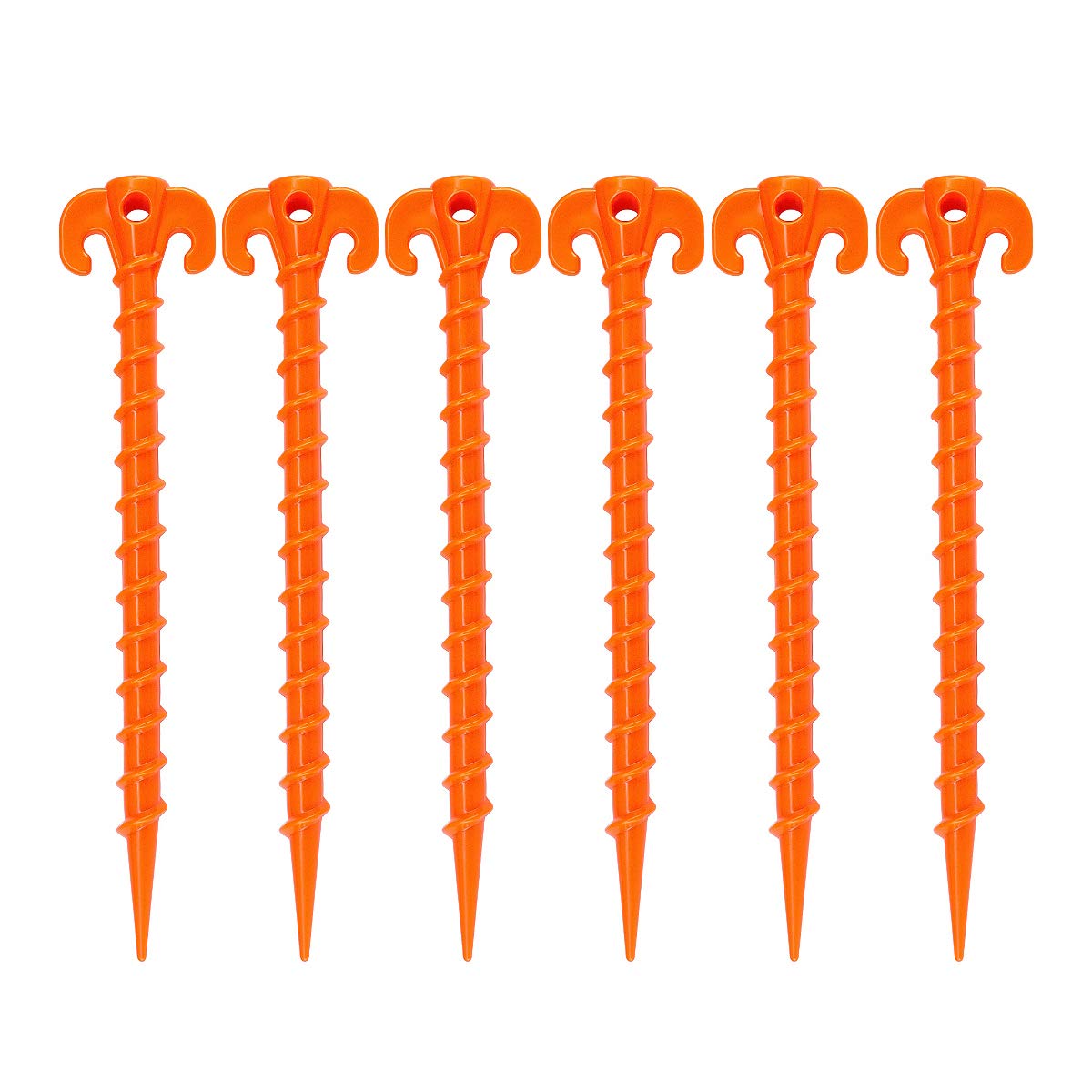 Hikemax Spiral Plastic Tent Stakes 15 Pack - 10 Inch Heavy Duty Beach Tent Pegs Canopy Stakes - Essential Gear for Camping, Backpacking, Gardening and More