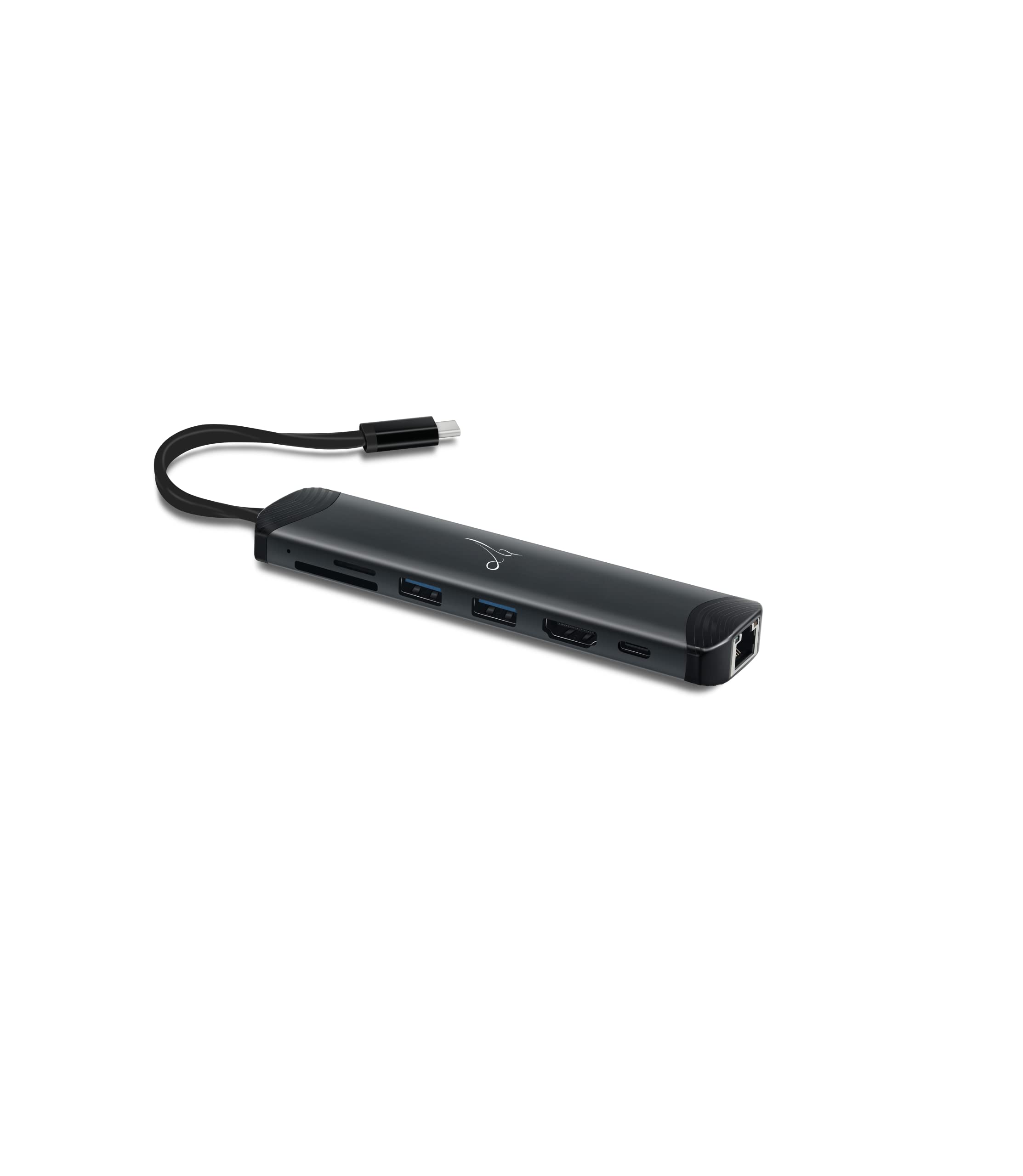 Pure Fi 7-in-1 Portable USB-C Hub Multiport Adapter – 4K HDMI, Ethernet, 2 USB-A Data Ports, SD, Micro-SD, 100W USB-C Charging Port for Laptops, Tablets, Smartphones, Monitors, Projectors, Mice & More