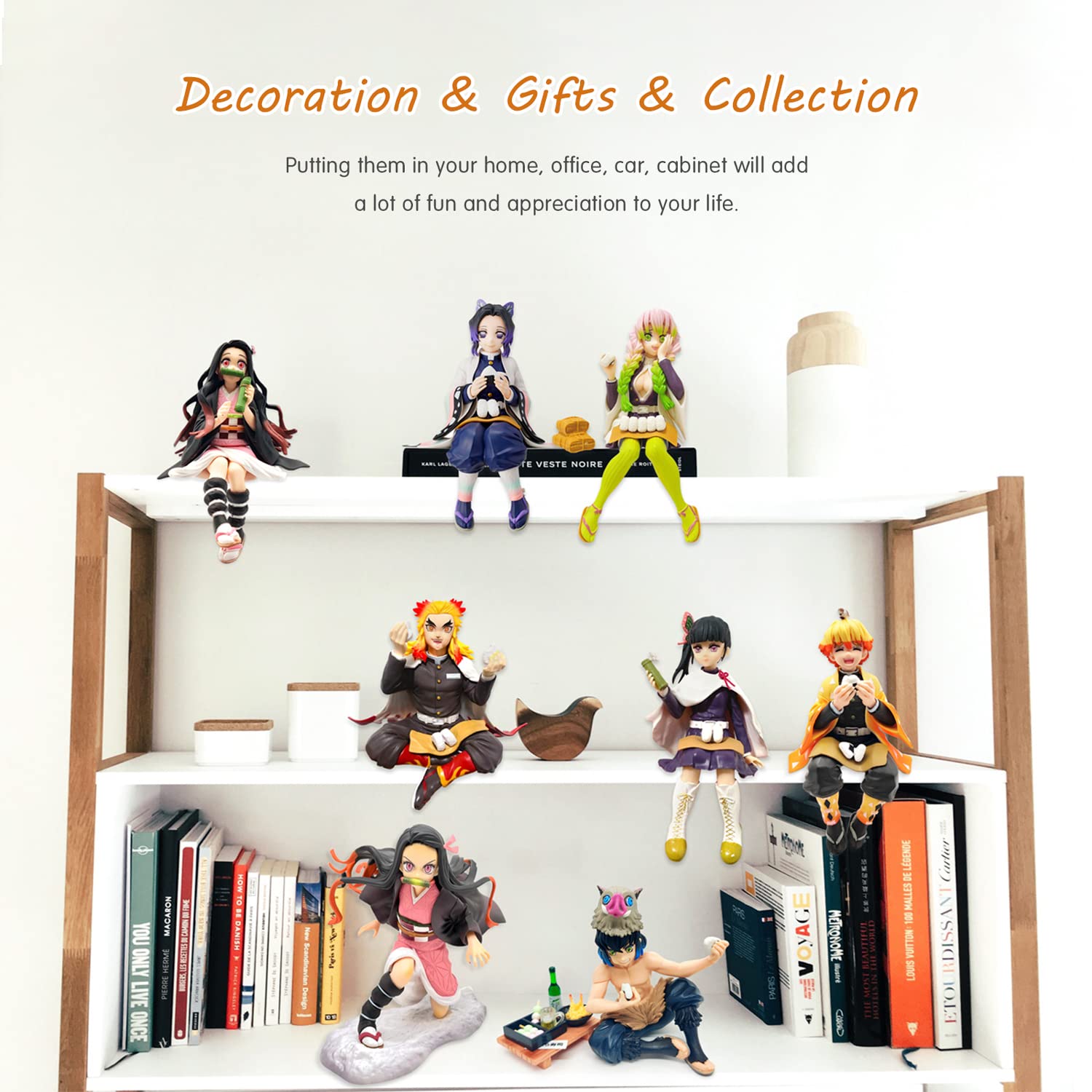 MHCYKJ Shinobu Figure Anime Devil Slayer Eating Rice Balls Sitting Pose Character Action Figure Desk Decor Collection Toy