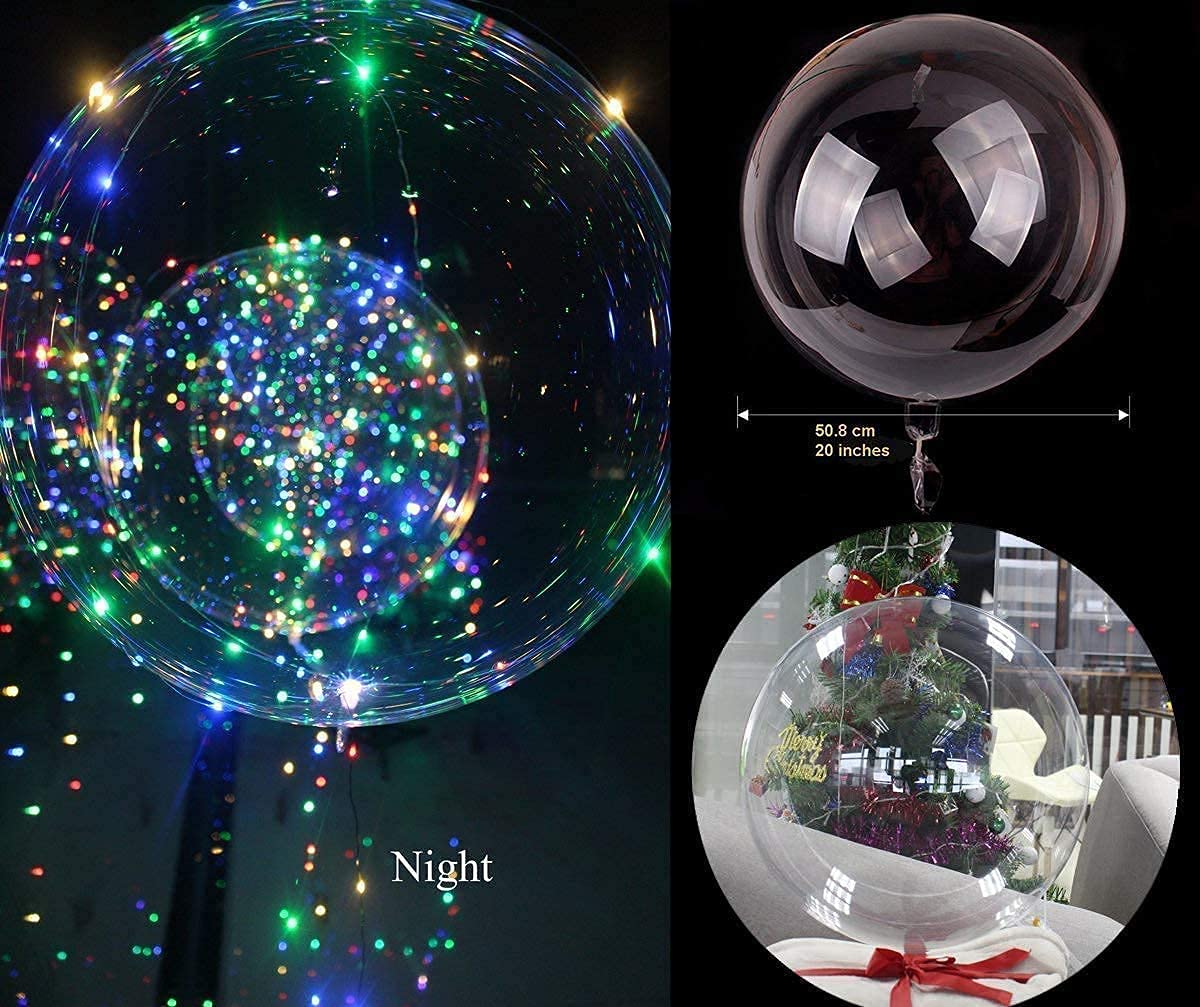 Led Balloons,helium tank for balloon at home,Clear balloon Light Up Bobo Balloons (warm white (10 set+15balloons))(Not Includ Battery)