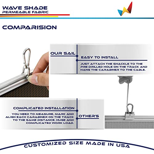 Windscreen4less 4' x 16' Retractable Shade Cover Replacement Canopy Sliding Wave Shade Sail for Pergola Awning Patio Deck Yard Porch Gazebo Brown