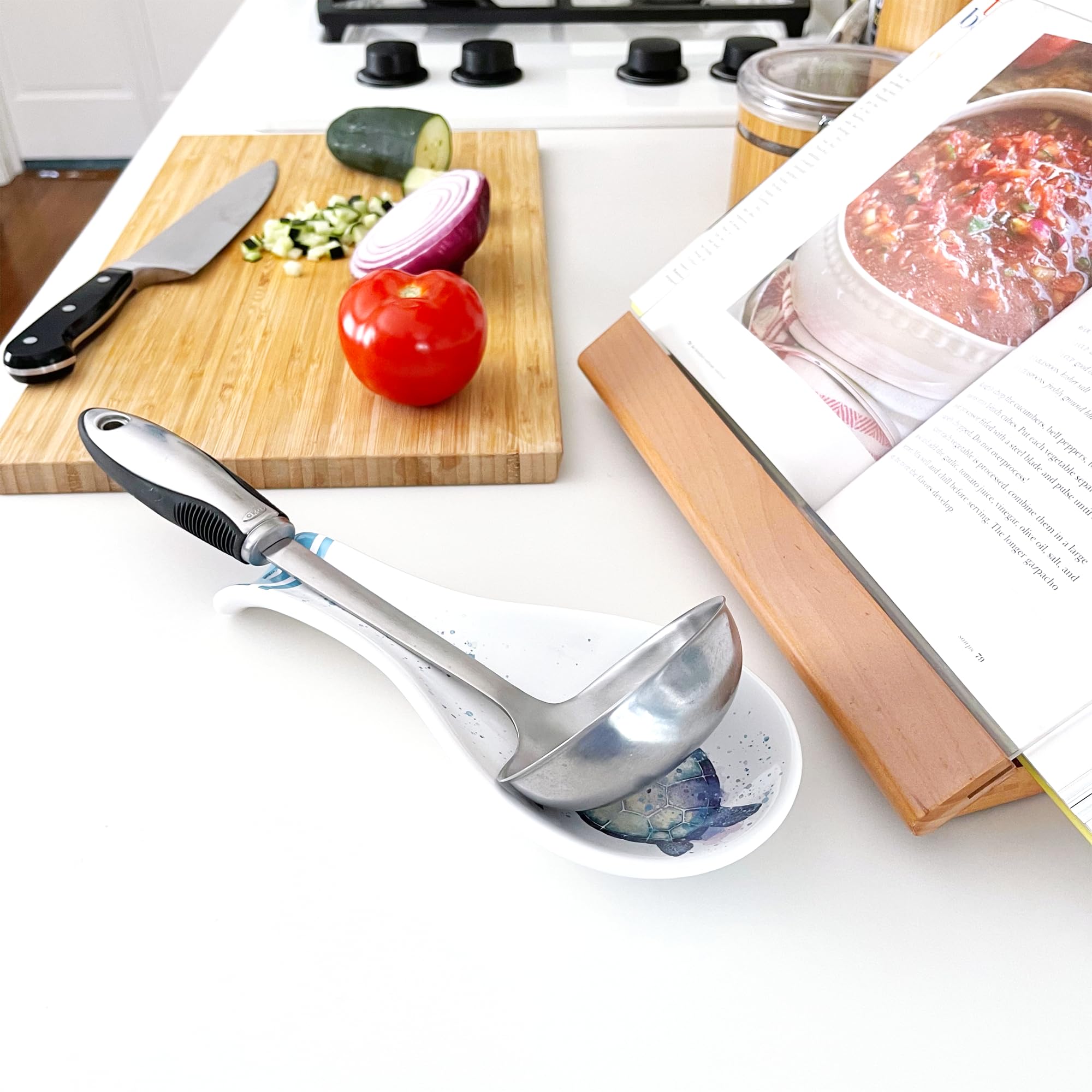 Large Spoon Holder - Sea Turtle Spoon Rest - Nautical, Ocean Beach Decor - Utensil Holder/Ceramic Spoon Holder for Kitchen - Great Kitchen Gift for Men, Women, Friends, or Birthdays