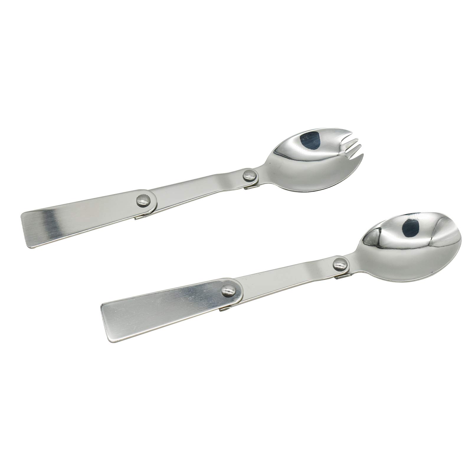 Maydahui Folding Spoon and Fork SUS 18/10(304)Stainless Steel Salad Spork Portable for Thermos and Travel (Pack of 6)