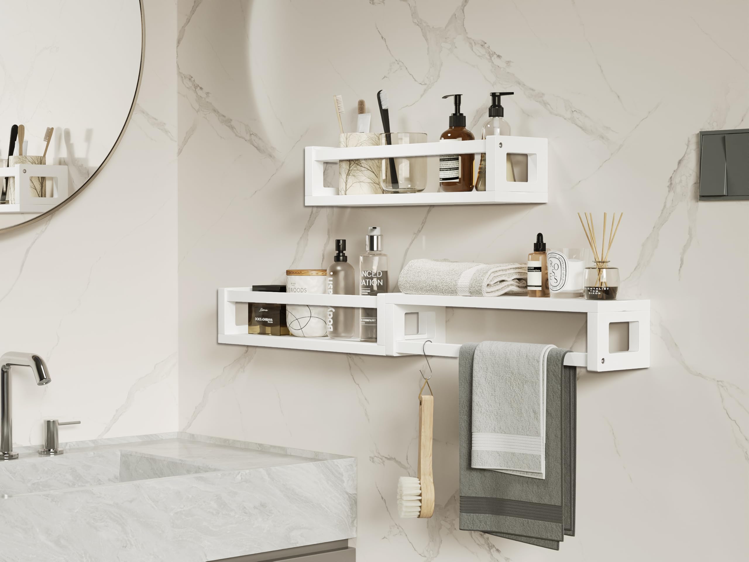 TidyCorner Upgraded Thick Floating Shelves - Multi-Use Wall-Mounted Bookshelves for Kids and Nursery, Ideal for Books, Toys, Spice Rack, Decor - White