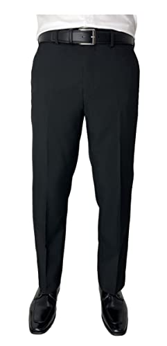 Sir Gregory Men's Fitted Flat Front Dress Pants with Expandable Waistband Black 34