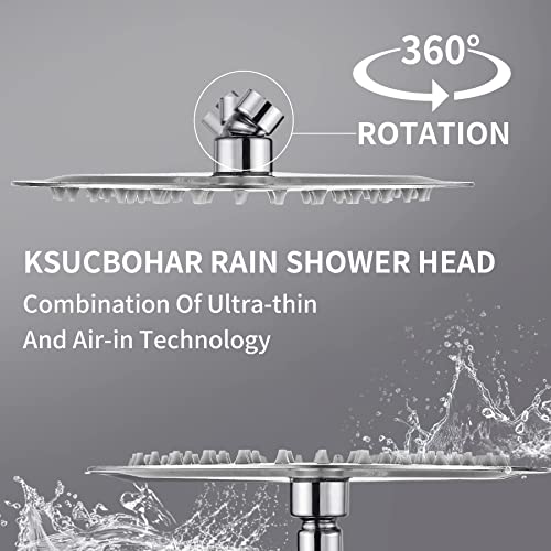 KSUCBOHAR Shower Head, 6 Inch High Pressure Rain Shower Head, Pressure Boosting Shower Head, Awesome Shower Experience, Stainless Steel Rainfall Shower Head (Round Brushed Nickel)