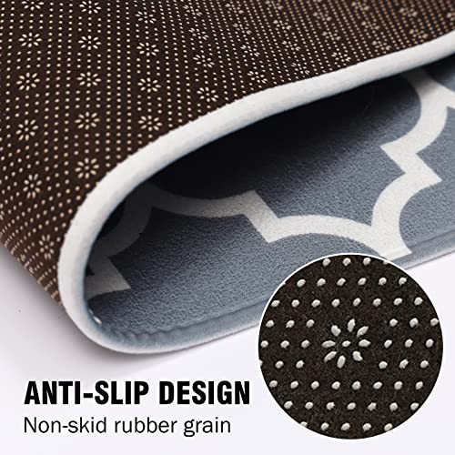 MAYHMYO 2 Piece Kitchen Rug Set Non-Slip Grey Kitchen Rugs and Mats Non Slip Washable, Soft Kitchen Rug Set for Kitchen Dining Room, Floor Home, Office, Sink, Laundry, 17"X48"+17"X28"