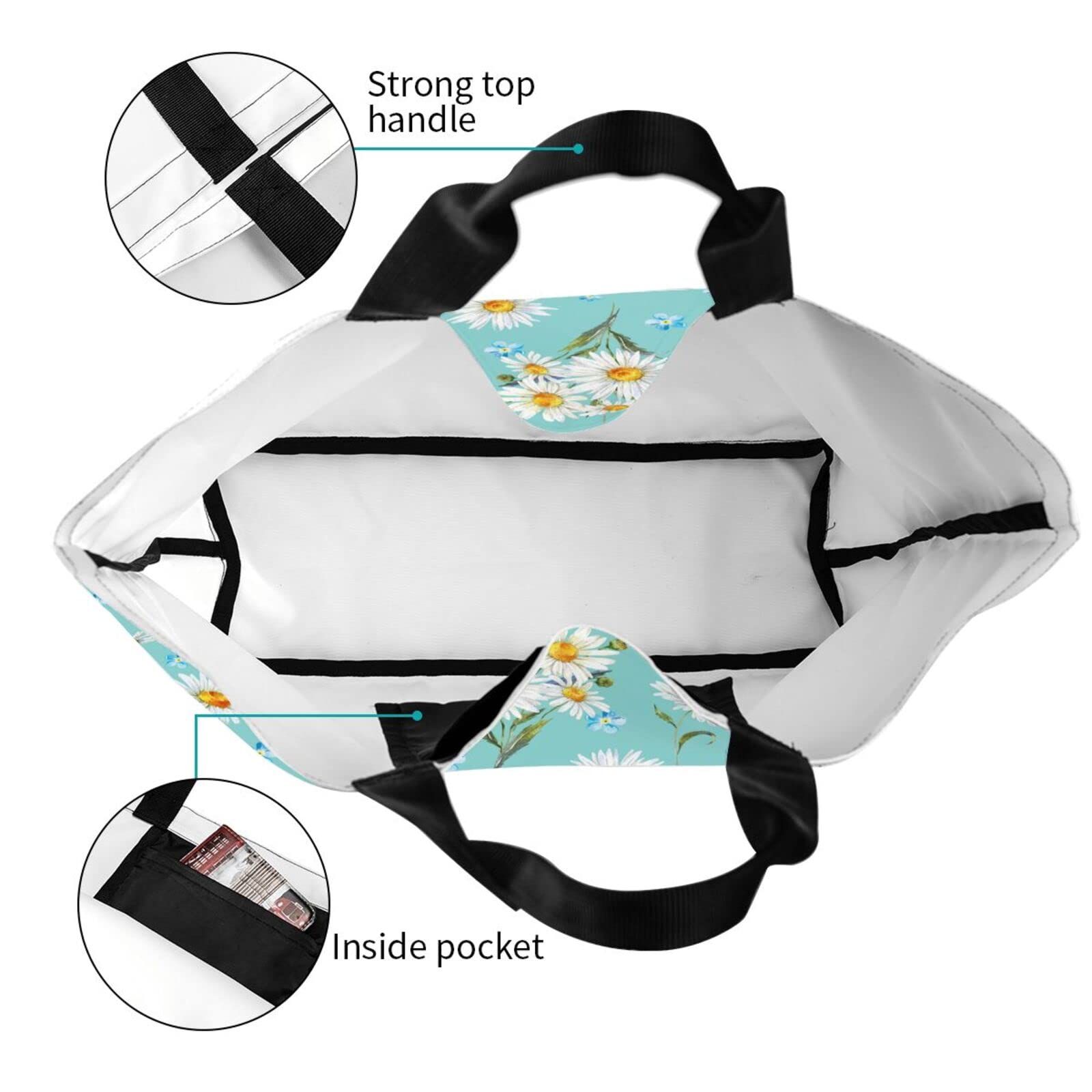 Majoug Daisy Tote Bags Women Large Capacity Shoulder Grocery Shopping Bags Travel Beach Bag
