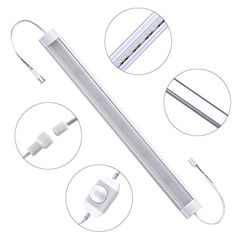 LED Under Counter Light Fixtures, 6pcs Hardwired Dimmable Cabinet Strip Lights Kit, 12 in 24V Plug in Linkable Cabinet Lights for Kitchen, Closet, Showcase, Bar, Shelf Lighting(Day White,6000K)