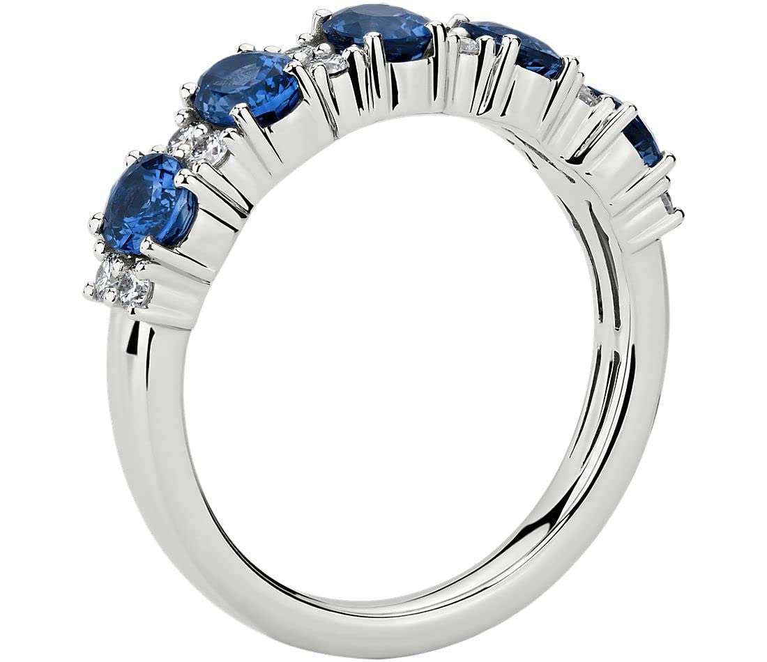Jewelrygift 925 Sterling-Silver Solitaire Eternity Band Ring Created-Blue Sapphire Gtone Western Design Bridal Chakra Healing Wedding Jewelry for Women Ring US Ring Size : 12.5
