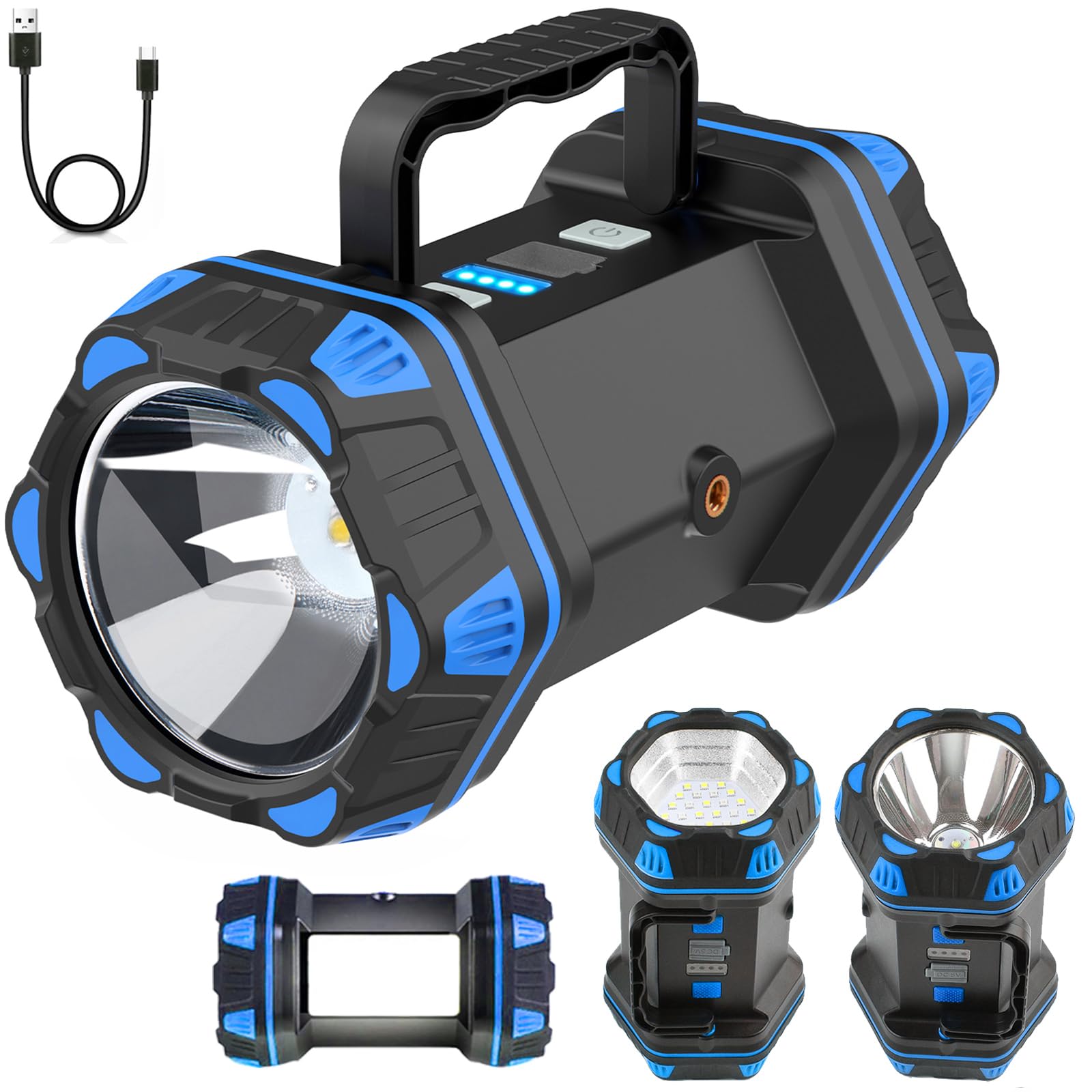 Led Camping Lantern Rechargeable, Camping Flashlight 1500LM, 8 Light Modes, Camping Lights 4800 Capacity USB Power Bank, Portable Bright Flash Light for Emergencies, Power Outages, Hurricane, Hiking