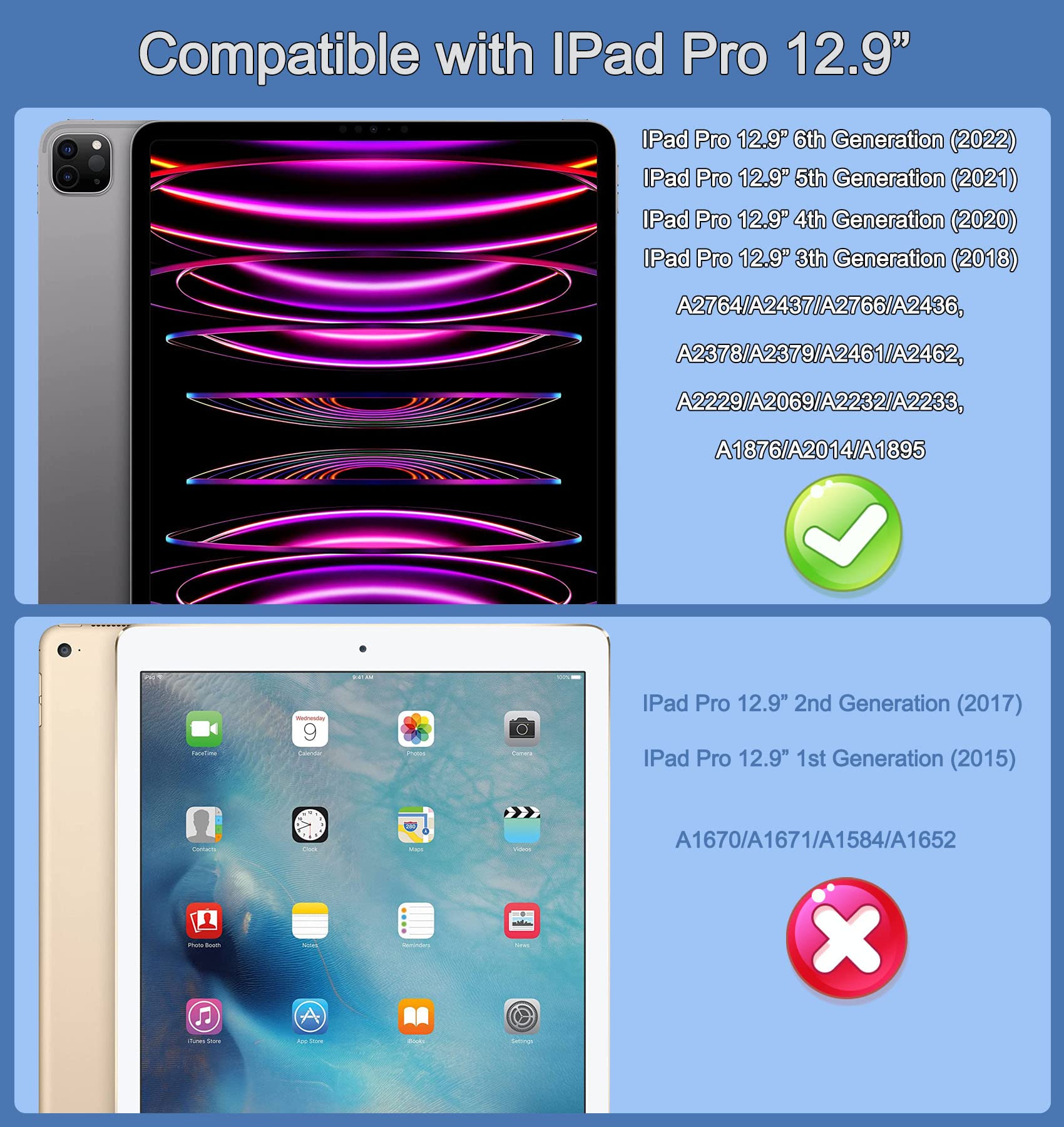 Rantice iPad Pro 12.9 Case 6th/5th Generation with Apple Pencil Holder, Hybrid Shockproof Rugged Drop Protection Cover with Kickstand for iPad Pro 12.9'' 2022/2021 Released (Black)