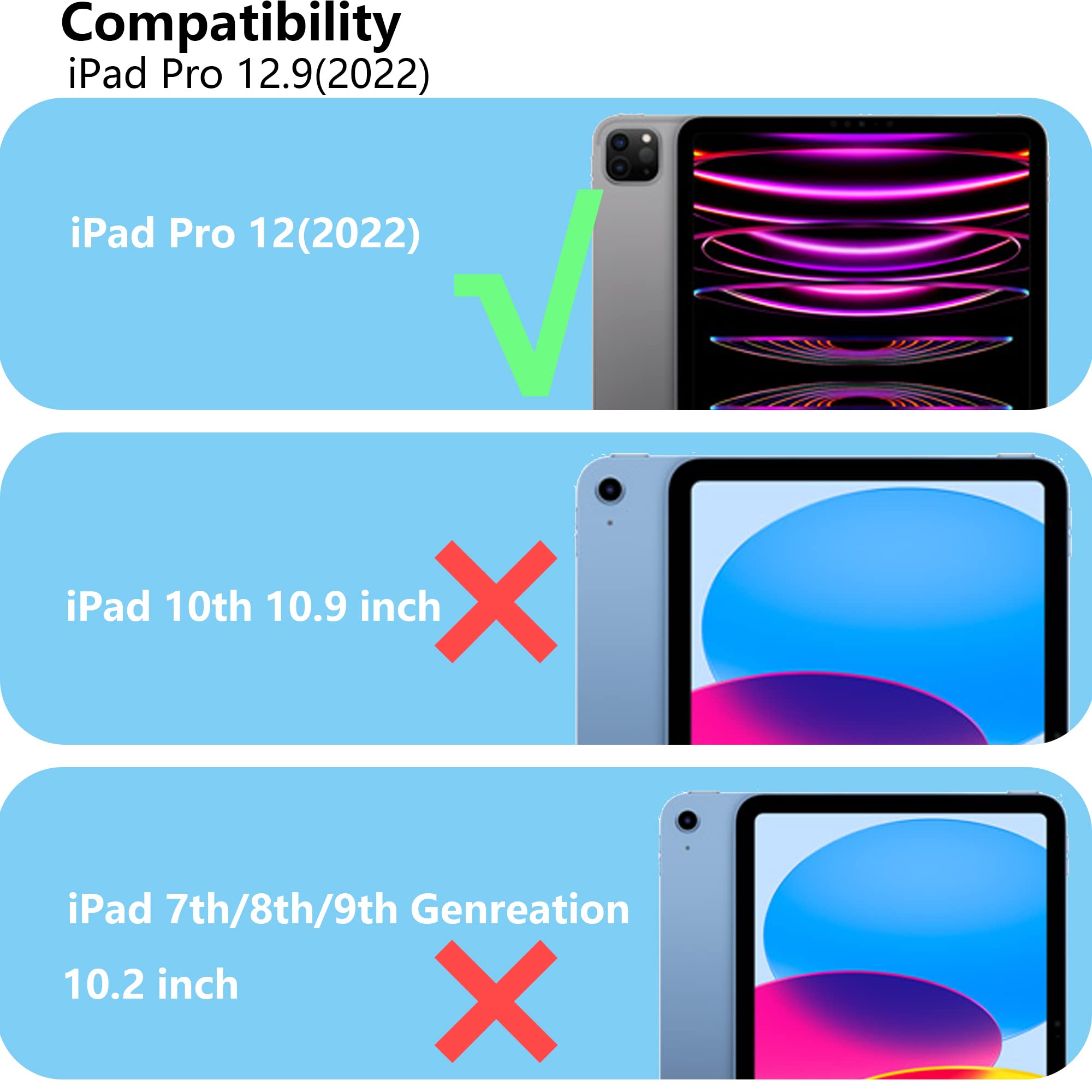Meruns Compatible with iPad Pro 12.9 Generation (2022)/iPad Pro 12.9 Generation (2021) Case, Supports Pencil, Unique frosted transparent rear shell, Clear.