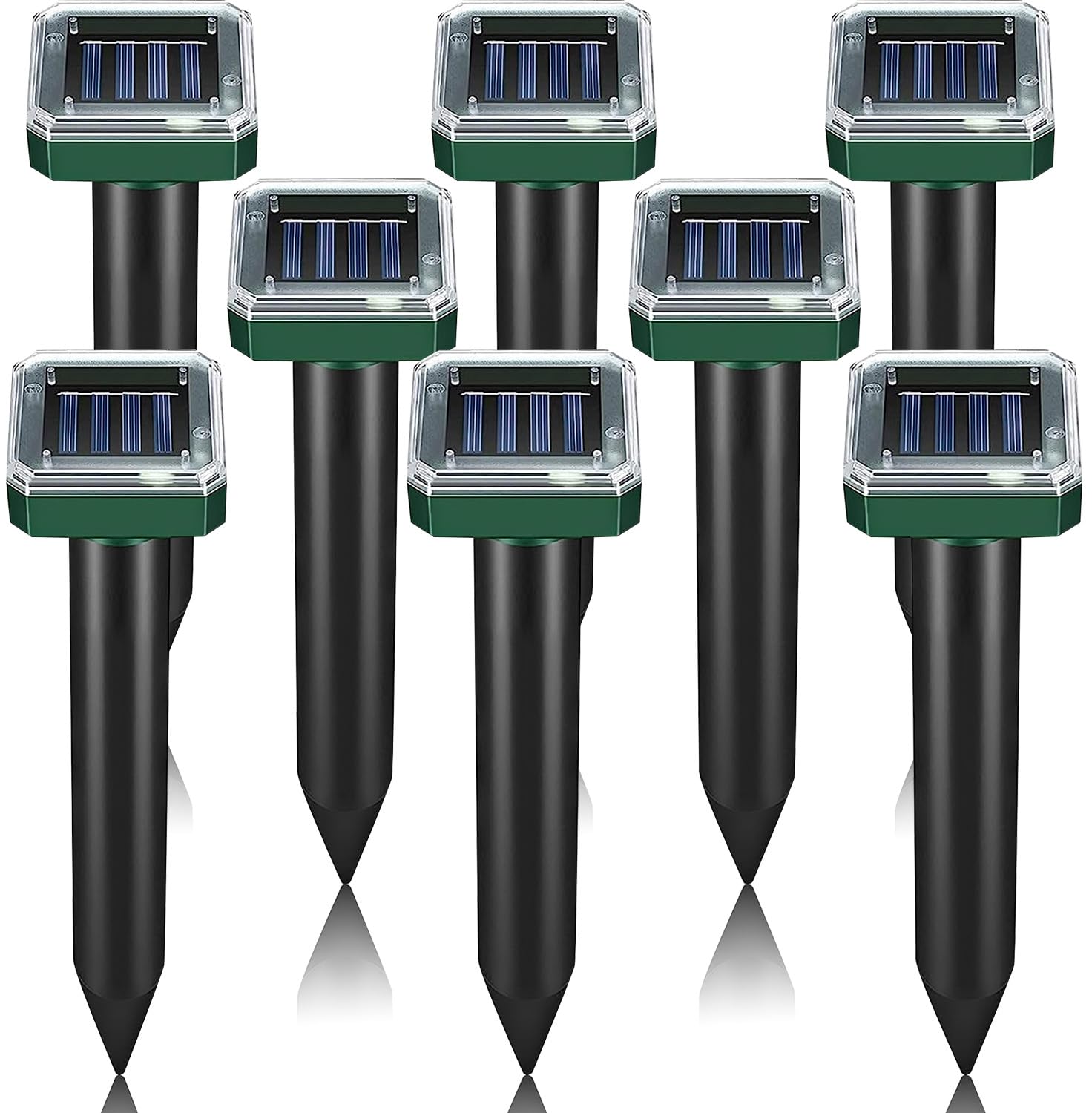 outtkitywi Pack of 8 Solar Mole Repellent Sonic Gopher Repellent Vole Chaser Mole Deterrent Sonic Spikes Rodent Repellent Ultrasonic Pest Control Outdoor Keep Moles Out of Yard Lawn
