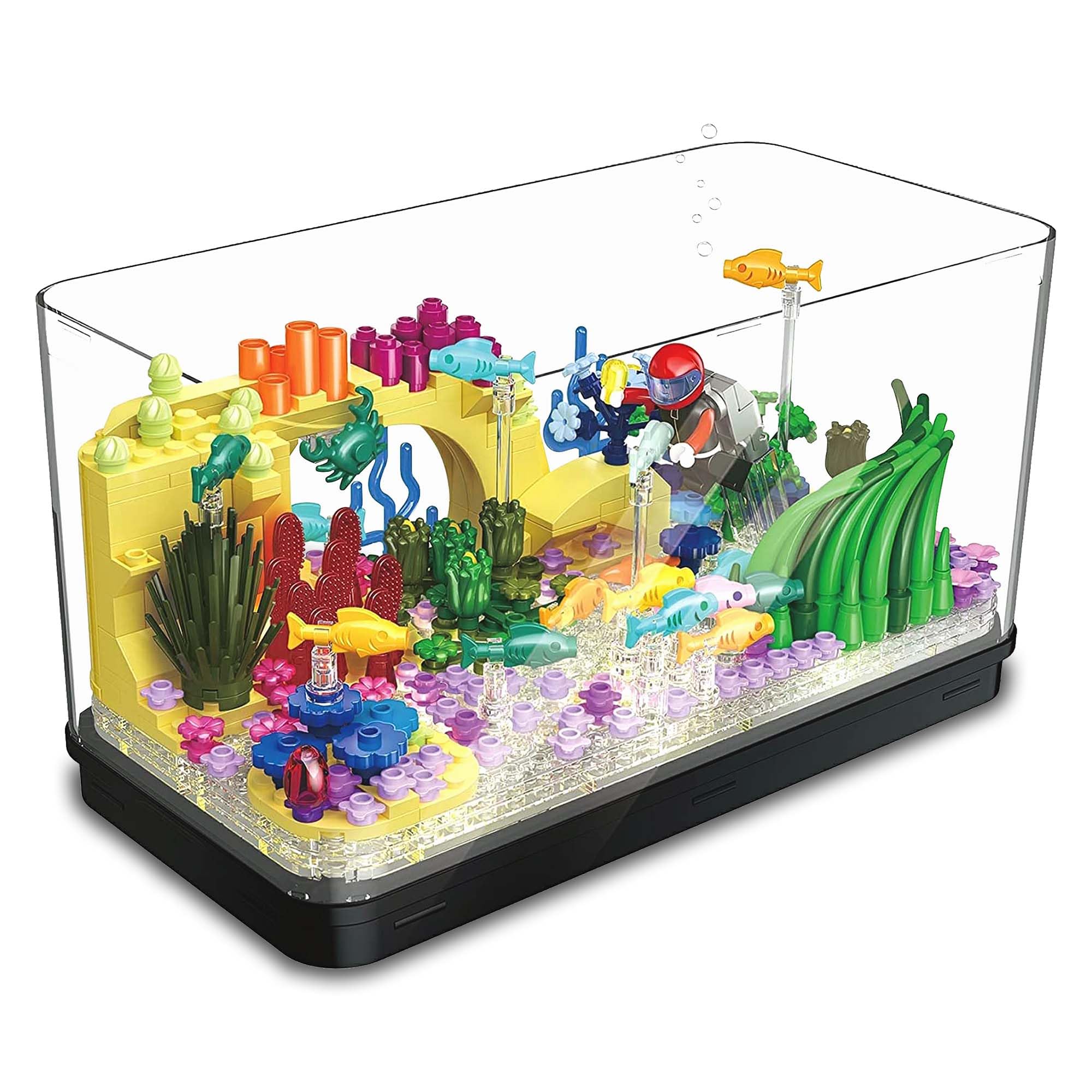 MACTANO Fish Tank Building Set Mini Ocean Animal Aquarium Building Block Kit Toy for Kids Adults-559PCS
