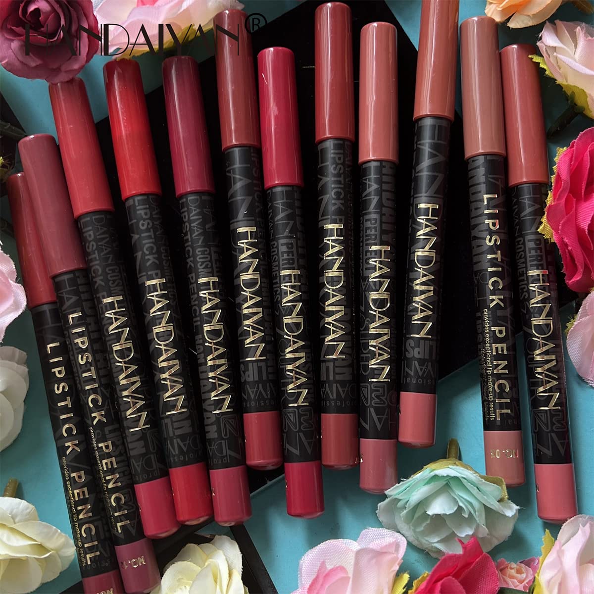 NICEFACE 12 Colors Matte Lipstick Pen Set, High Pigmented Smooth Natural Velvet Lip Liner, Waterproof Long Lasting Soft Lip Makeup Lipliner Set