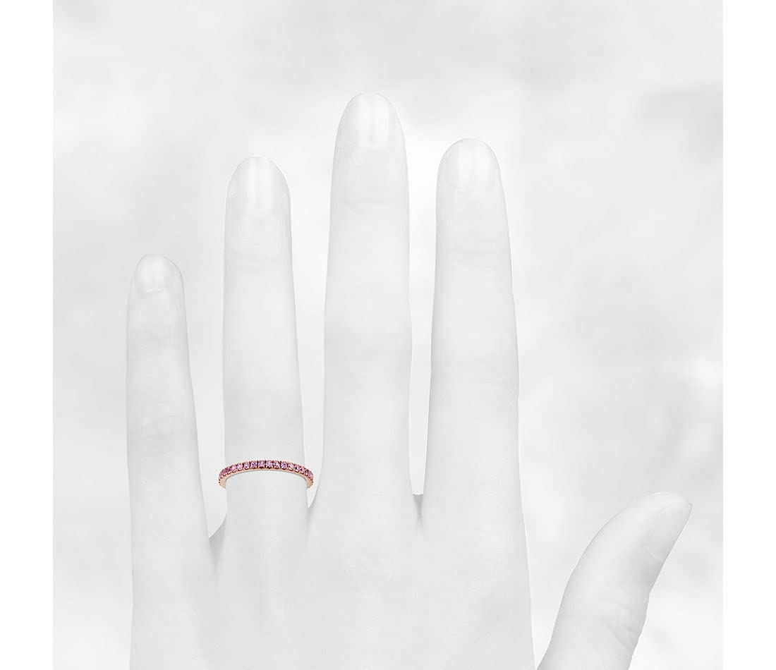 Jewelrygift Created-Pink Sapphire Gtone Band Ring Rose Gold Plated Beautiful Design Luxury gift perfect wedding or for Men and women US Ring Size: 6